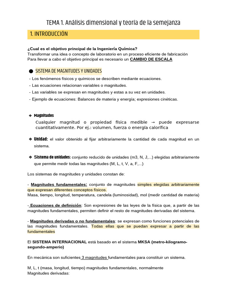 Analisis Dimensional y Teoría de La Semejanza | PDF | Medición ...