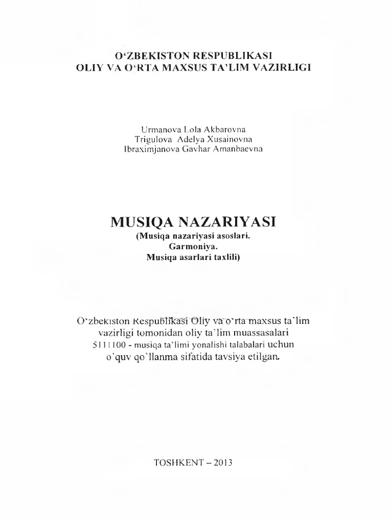 NamDU ARM 11348 Musiqa Nazariyasi | PDF