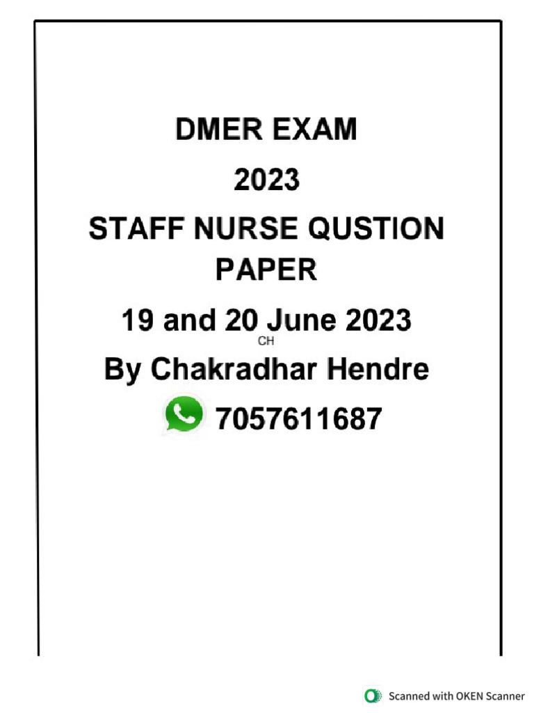 Dmer Nursing Q PAPER | PDF