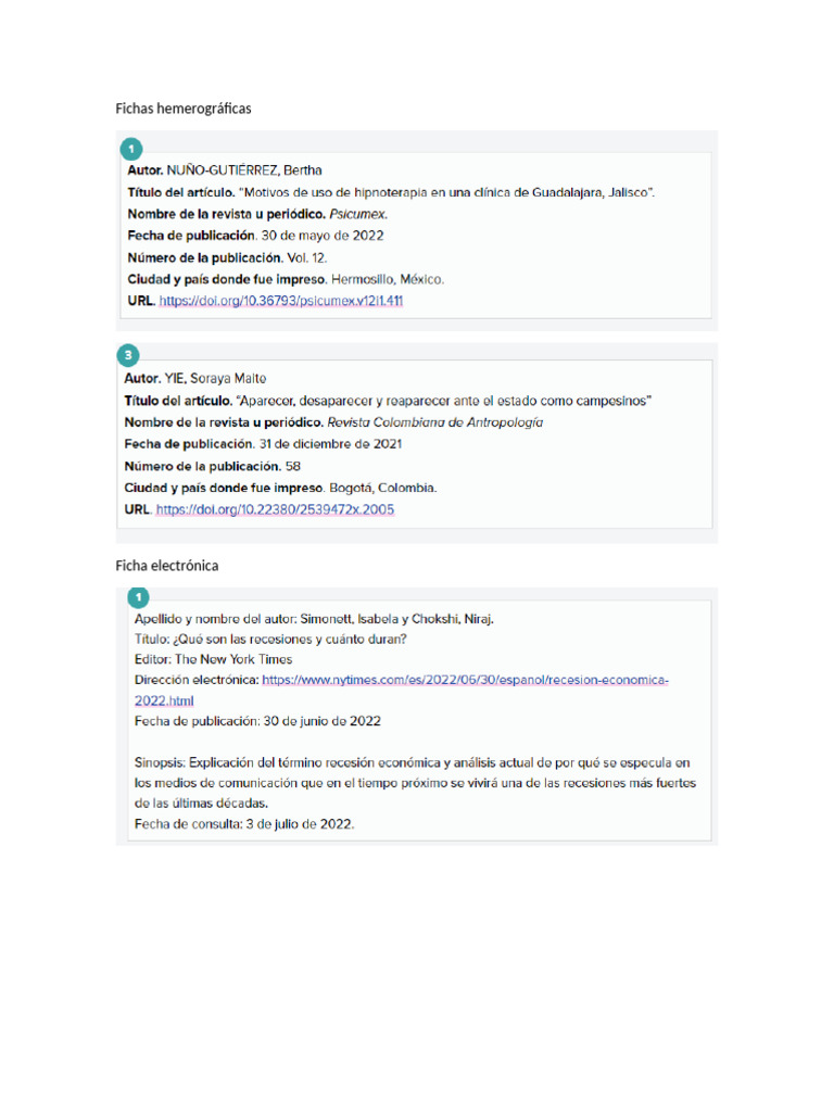 Fichas Hemerográficas | PDF