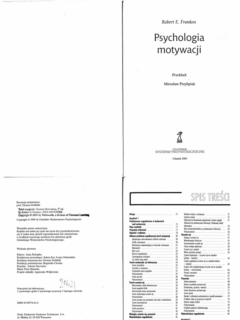 Franken Robert - Psychologia Motywacji | PDF