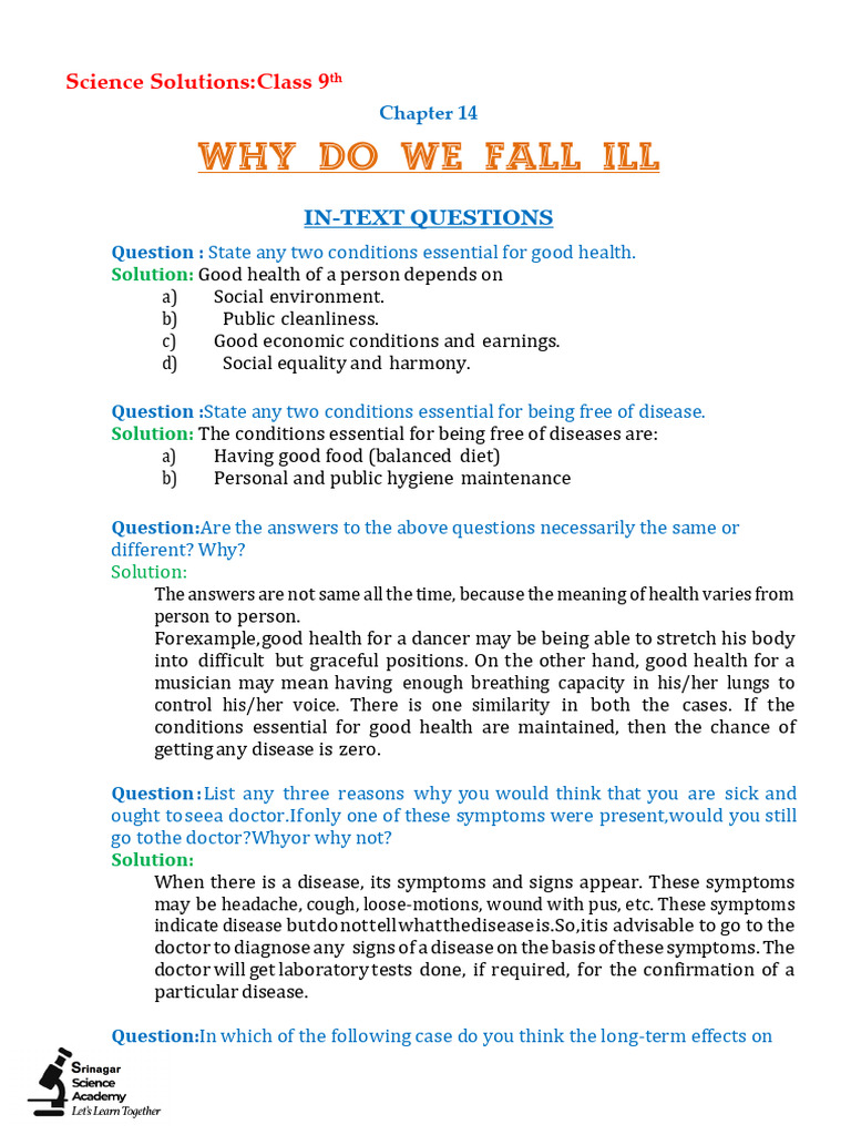 Class 9 Biology: Why Do We Fall Ill? | PDF | Infection | Vaccines