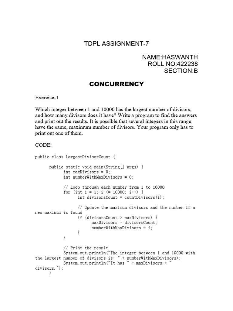 Java Concurrency and Multithreading Exercises | PDF | Integer (Computer ...