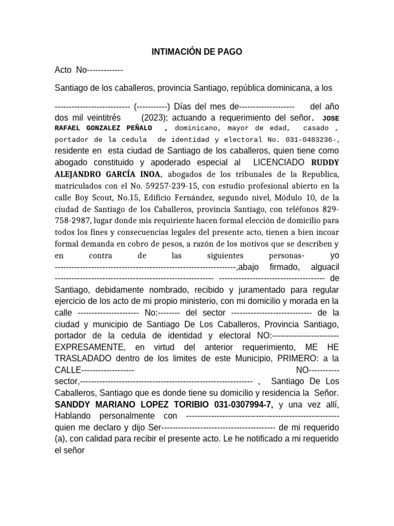 Intimación de Pago de Sandy | PDF | Gobierno
