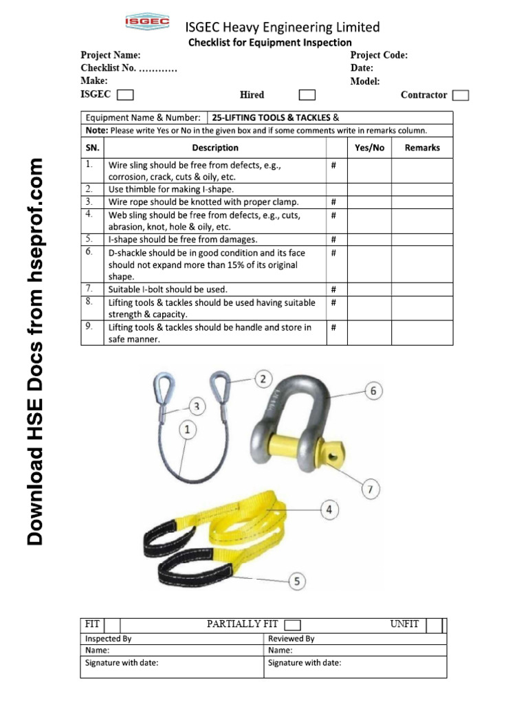 Lifting Belt Inspection Checklist | PDF