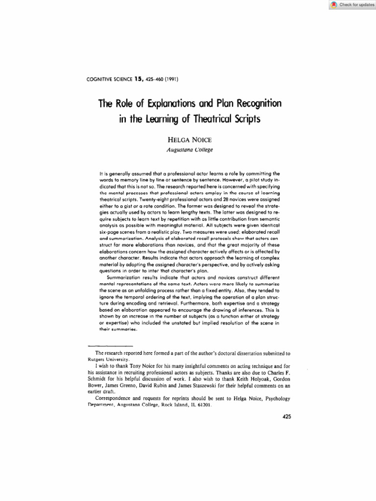 Actors' Script Learning Strategies | PDF | Memory | Cognitive Science