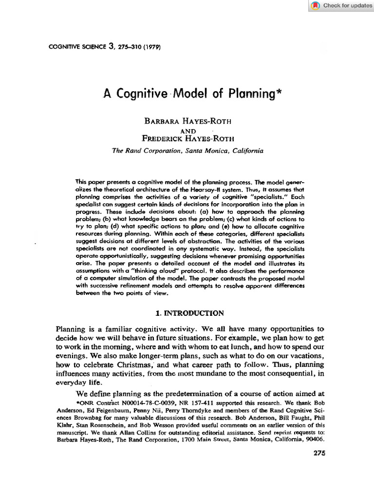 Cognitive Science - October 1979 - Hayes Roth - A Cognitive Model of ...