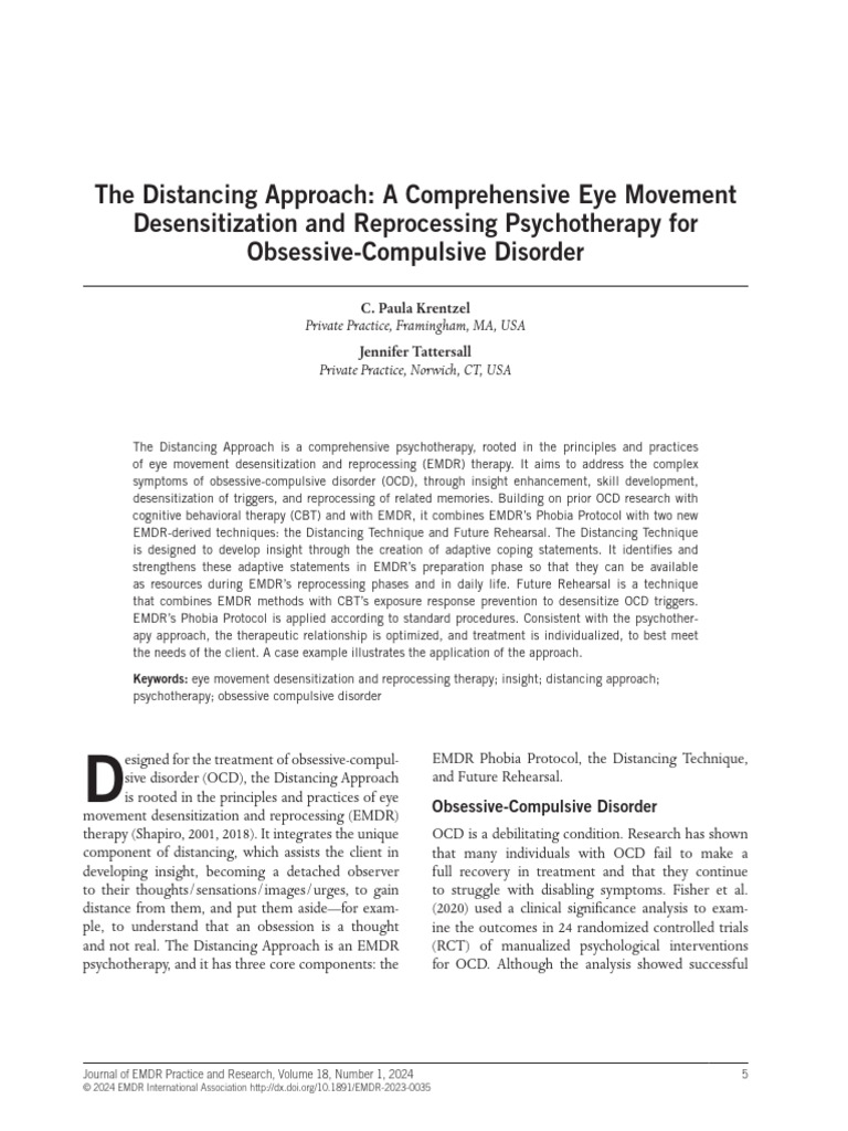 EMDR Distancing Technique for OCD | PDF | Obsessive–Compulsive Disorder | Eye Movement ...