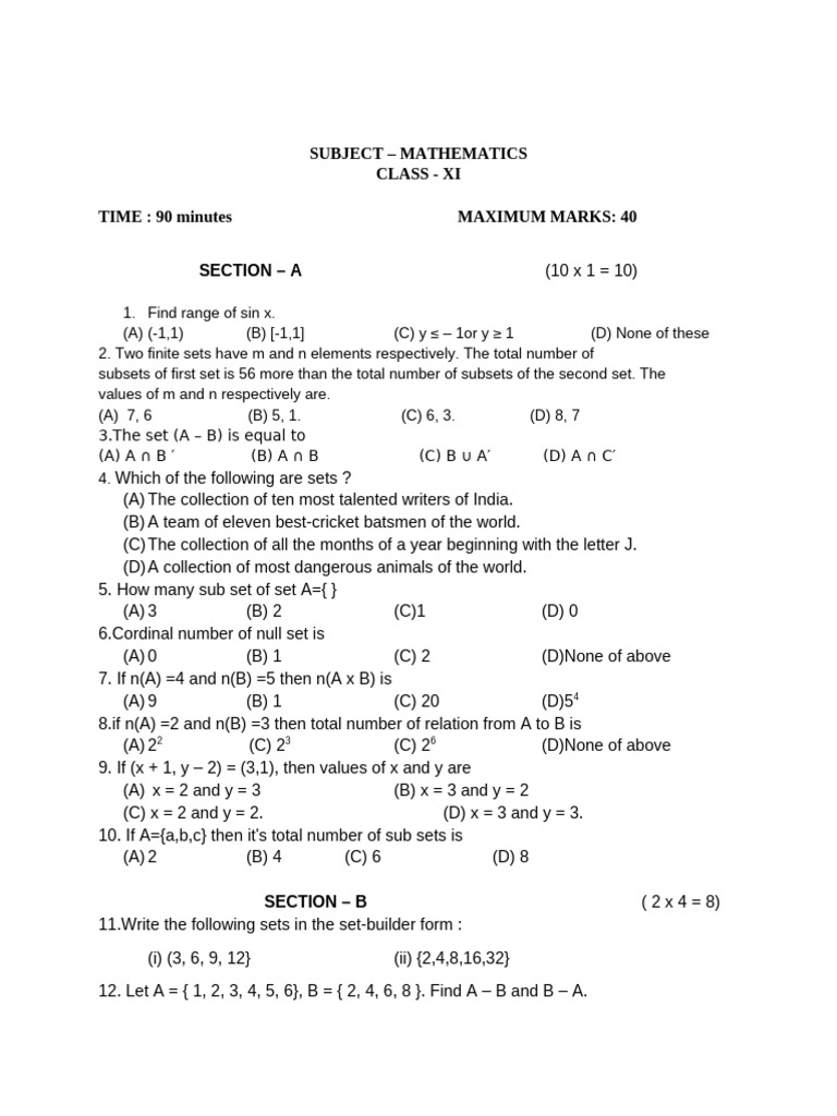 Class 11 Maths Pt1 (24_25) | PDF | Mathematical Logic | Mathematical Analysis