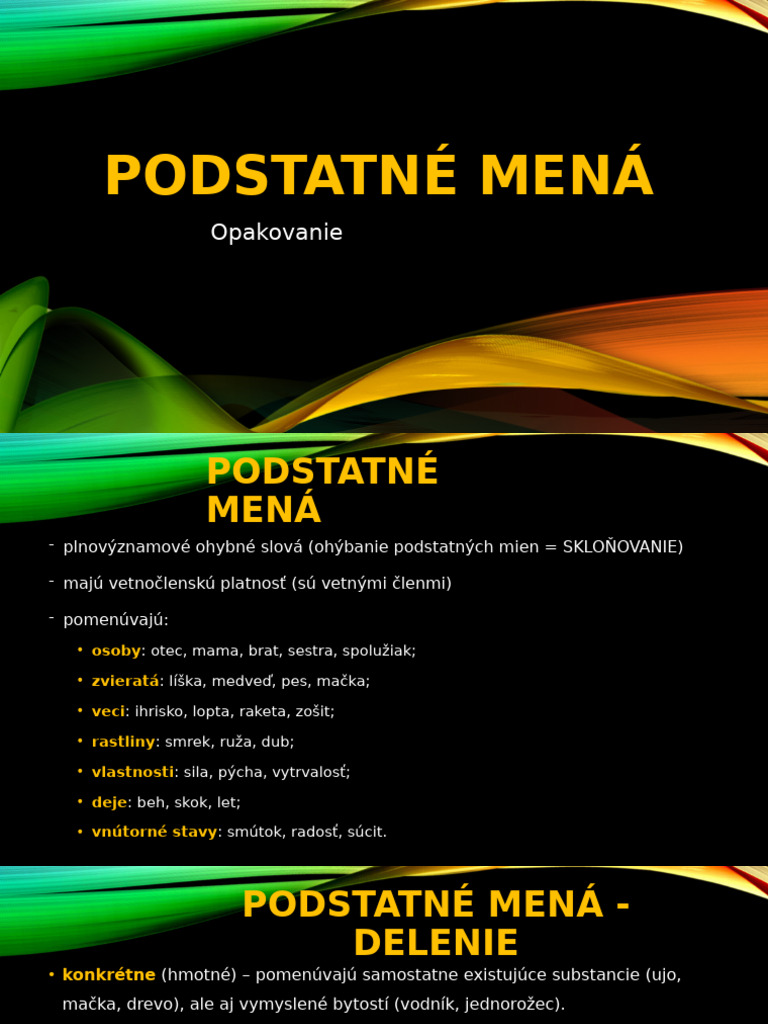 Podstatné Mená - Opakovanie | PDF