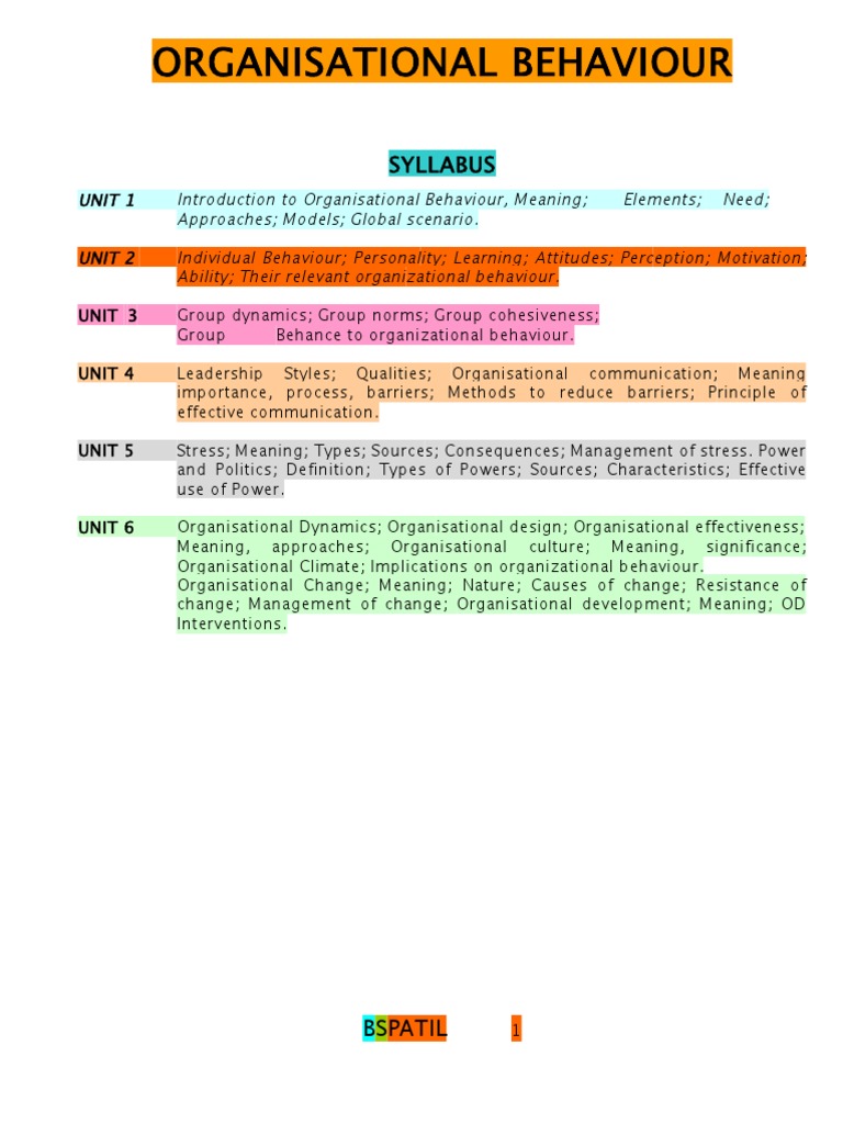 Organizational Behavior Book 2nd Sem Mba at Bec Doms | PDF ...