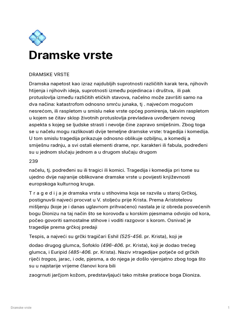Dramske Vrste | PDF
