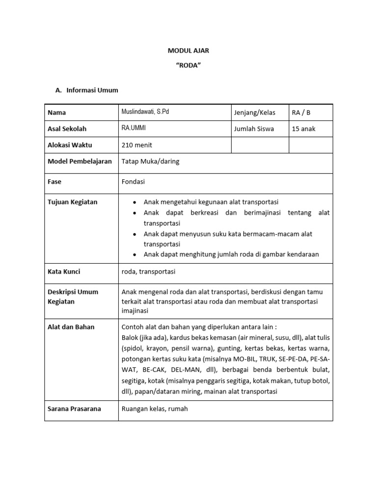 Modul Ajar Roda | PDF