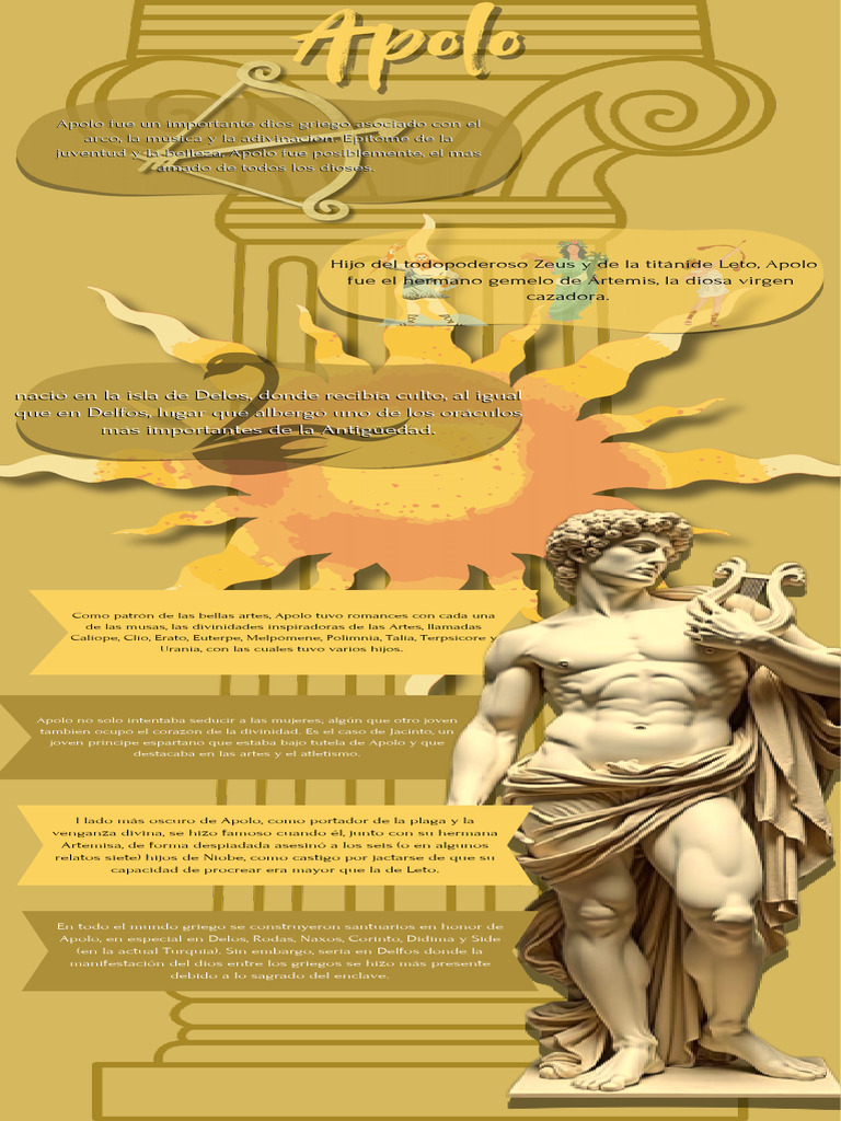 Apolo Fue Un Importante Dios Griego Asociado Con El Arco, La Música y La Adivinación. Epítome de ...