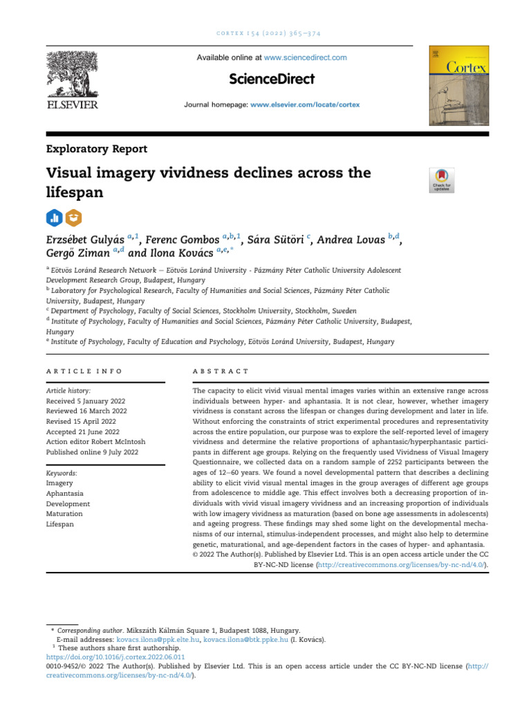Gulyás Etal - Visual Imagery Vividness Declines Across The Lifespan ...
