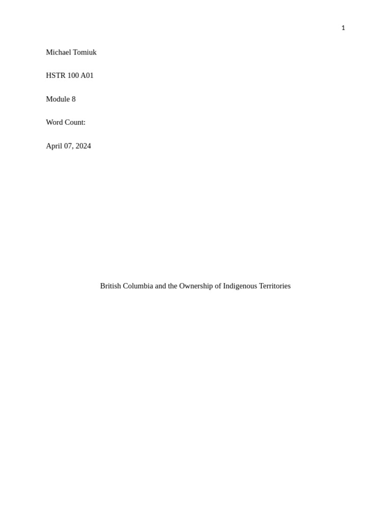 History 100 Final Research Paper | PDF | British Columbia | Indigenous ...