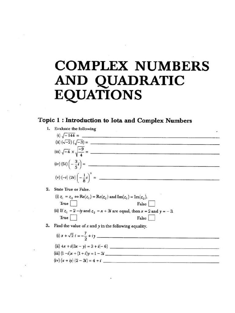 Complex Nos & Quad Eqs | PDF