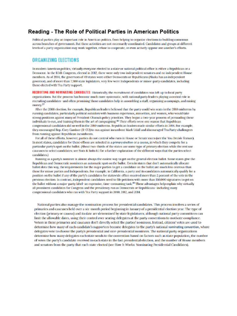 Political Parties in American Politics | PDF