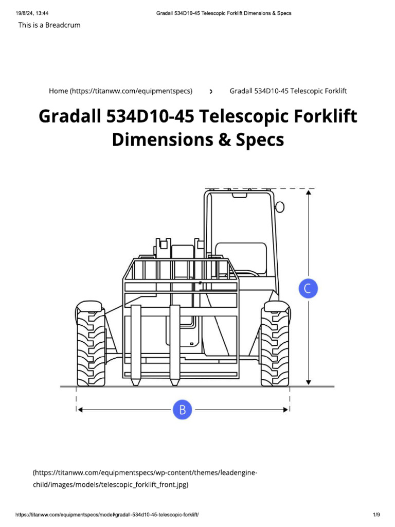 Gradall 534D10-45 Telescopic Forklift Dimensions & Specs | PDF