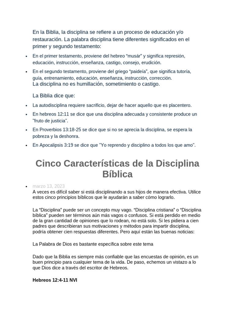 Disciplina Bíblica: Claves para Padres | PDF | Biblia | Amor