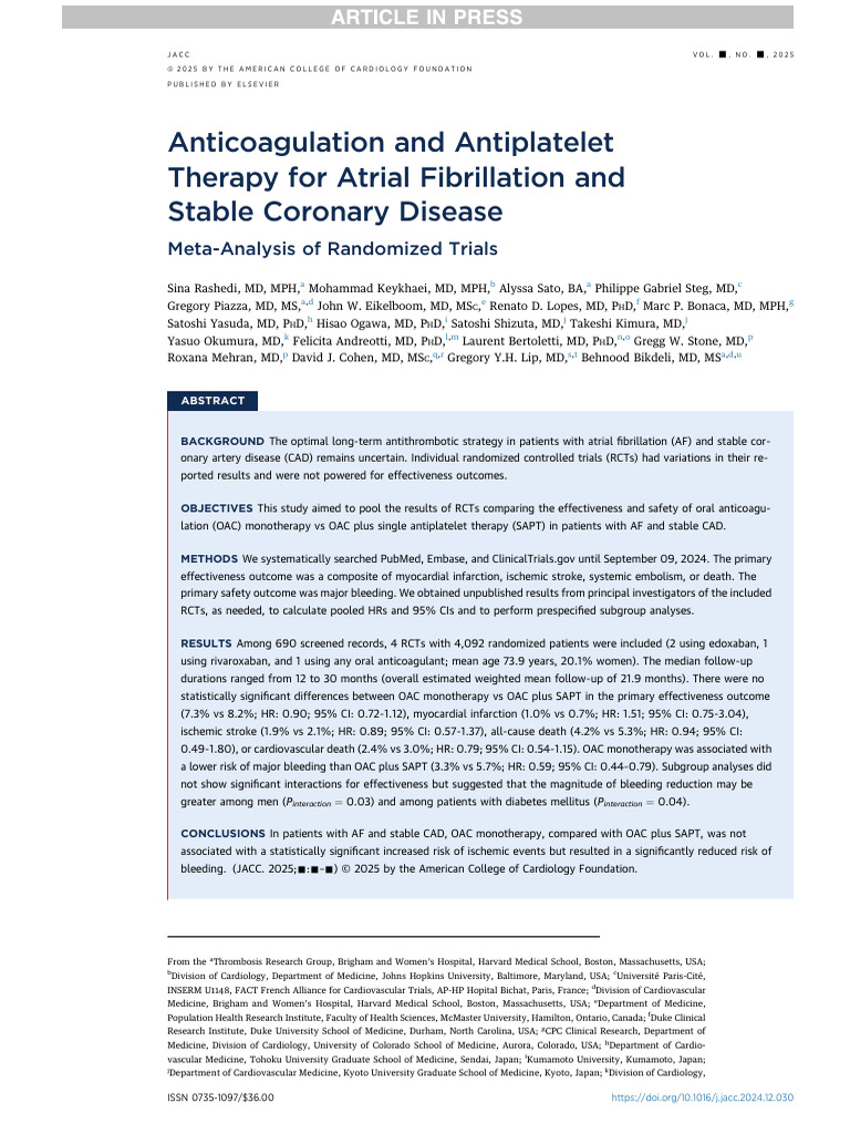 2025 Anticoagulation and Antiplatelet Therapy For Atrial Fibrillation ...