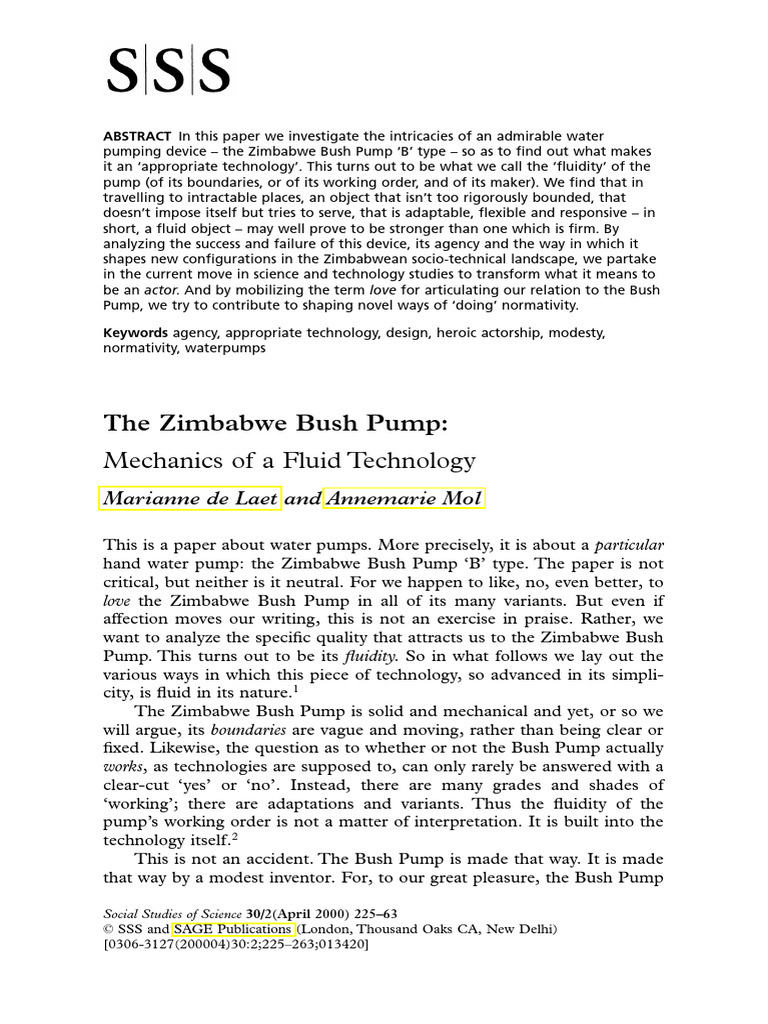 De LAET e MOL - The Zimbabwe Bush Pump | PDF | Piston | Pump