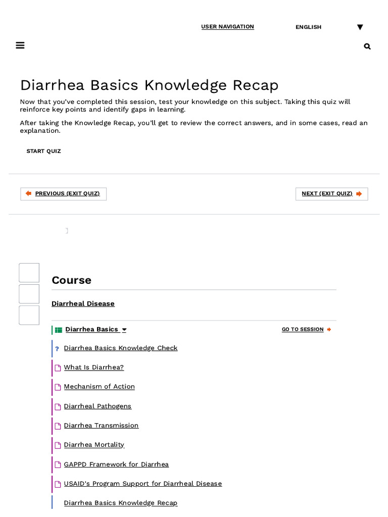 Diarrhea Basics Knowledge Recap: Course | PDF