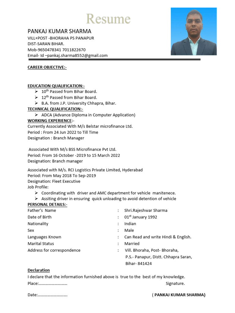 Pankaj Kumar New Resume | PDF