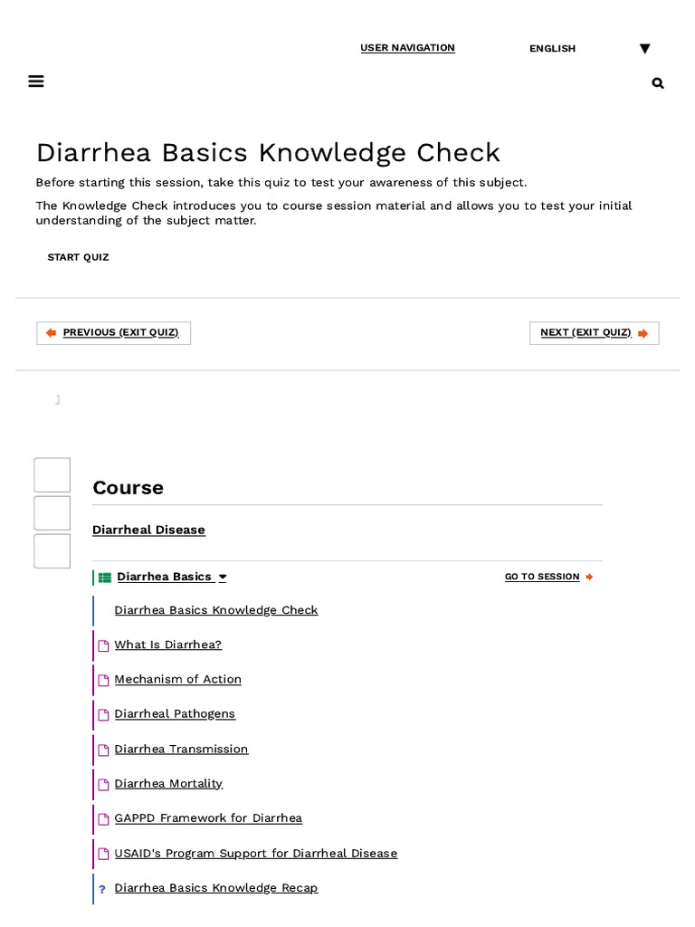 Diarrhea Basics Knowledge Check Quiz | PDF