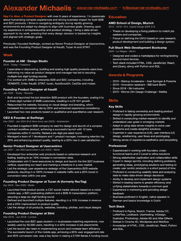 CV ProductDesigner AlexanderMichaelis | PDF | Software | Information ...