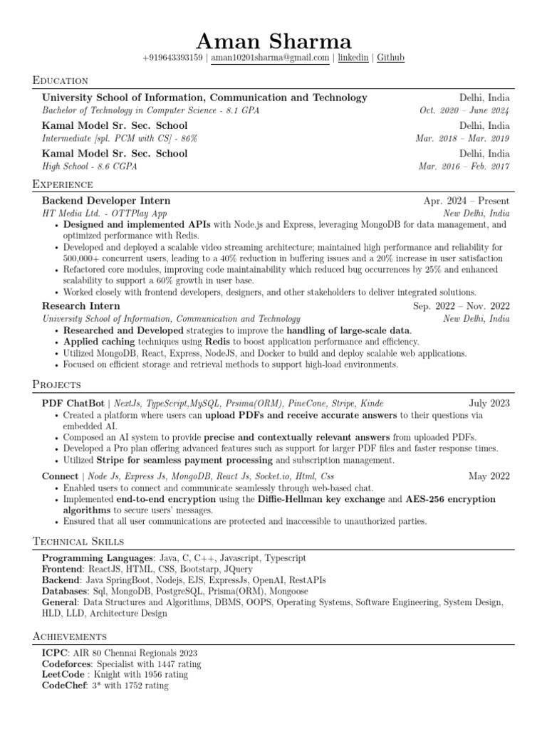 AmanSharma_CSE(2024) | PDF | Software | Computer Programming