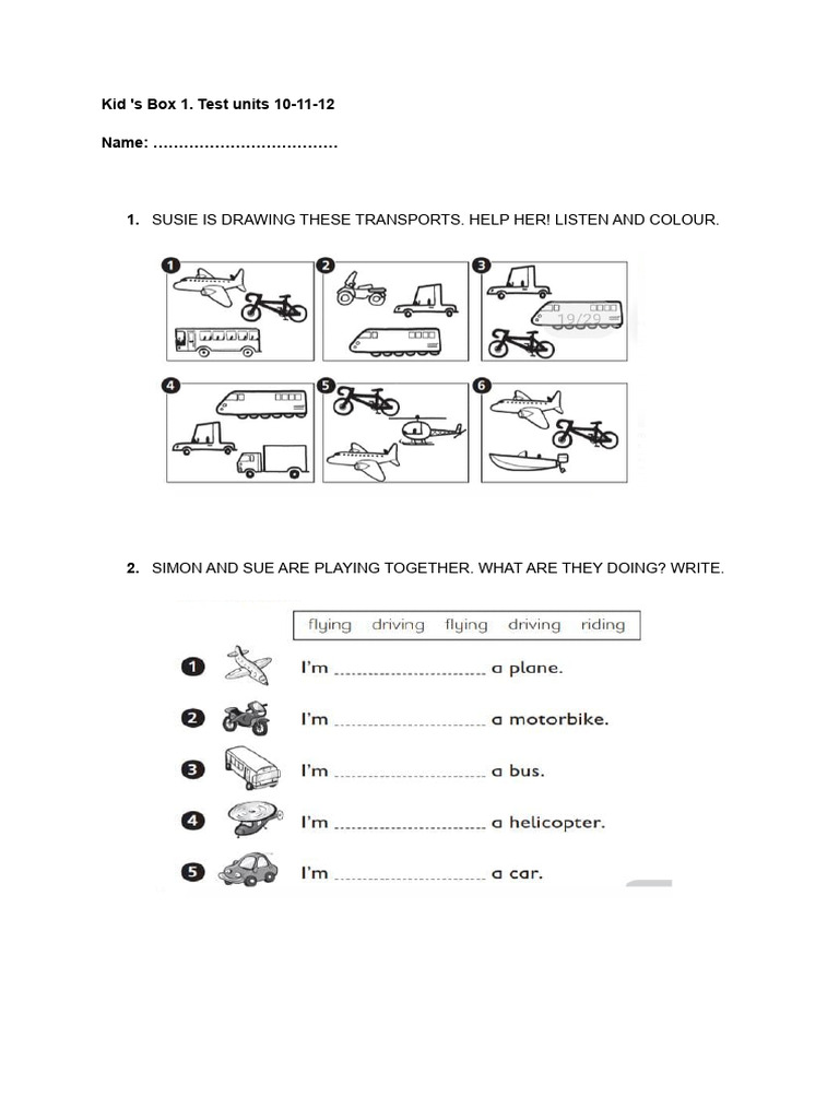 Kid's Box Test Units 10, 11, 12 | PDF