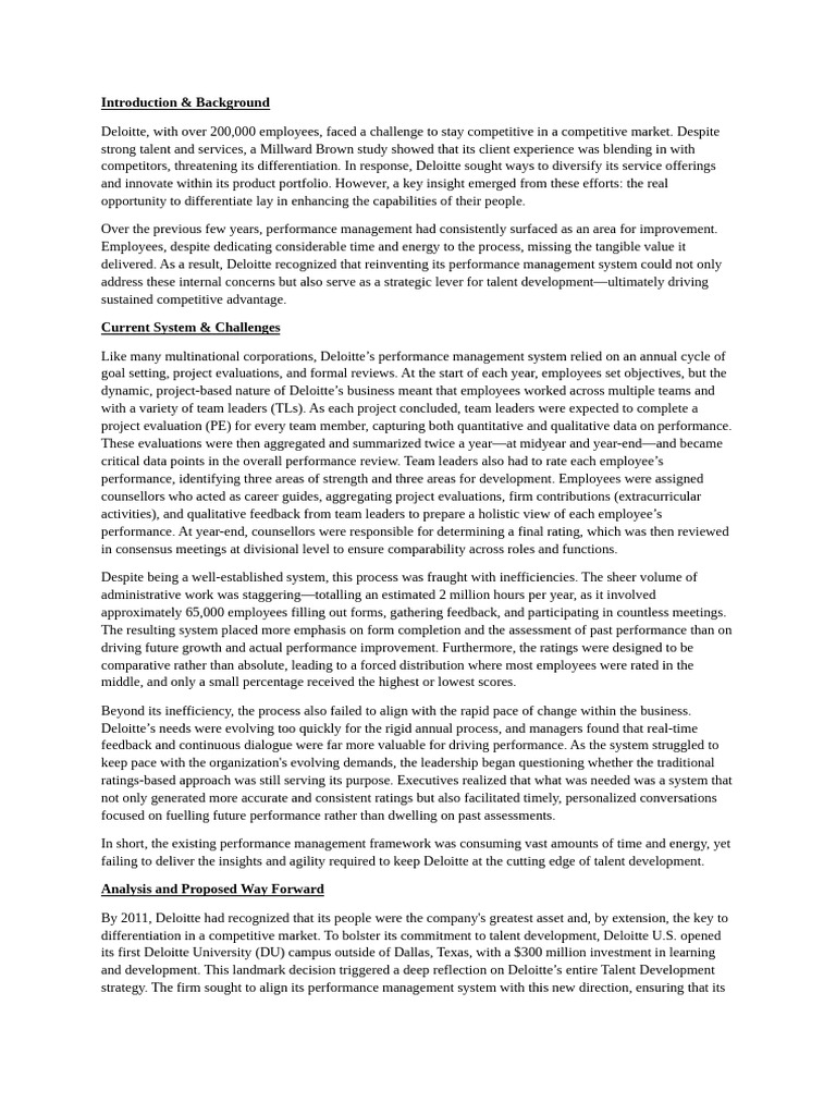 Reinventing Performance Management at Deloitte (A) | PDF | Change Management | Business