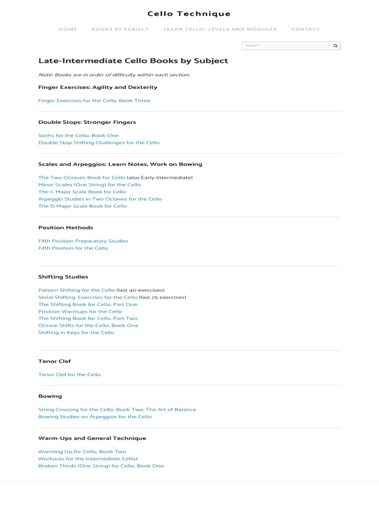 Late-Intermediate Cello Technique Books - Cello Technique | PDF