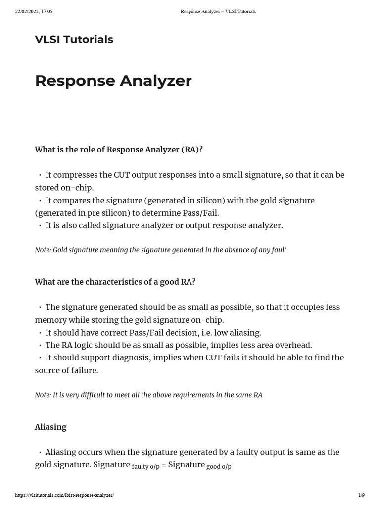 Response Analyzer Vlsi Tutorials Pdf Algorithms Mathematics