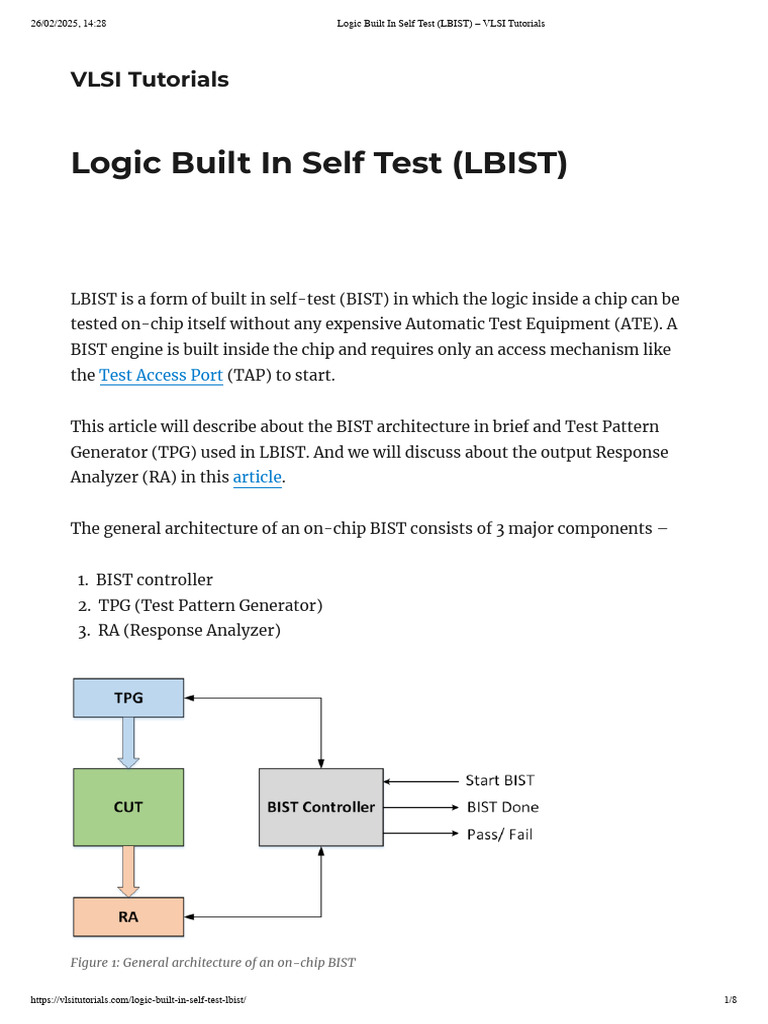 Logic Built In Self Test Lbist Vlsi Tutorials Pdf Applied