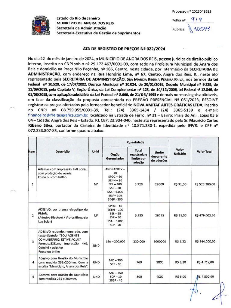 Arp 022-2024 - PP 051-2023 - Nova Emitaf | PDF