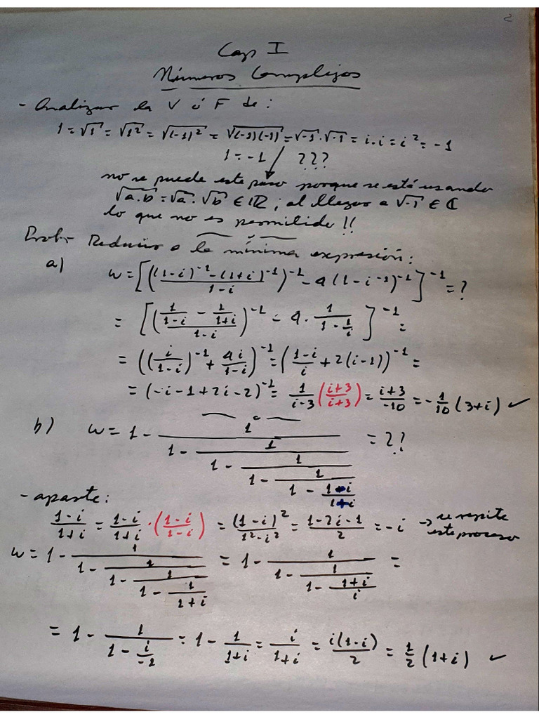 Mat 218 B Clase 1 Números Complejos | PDF
