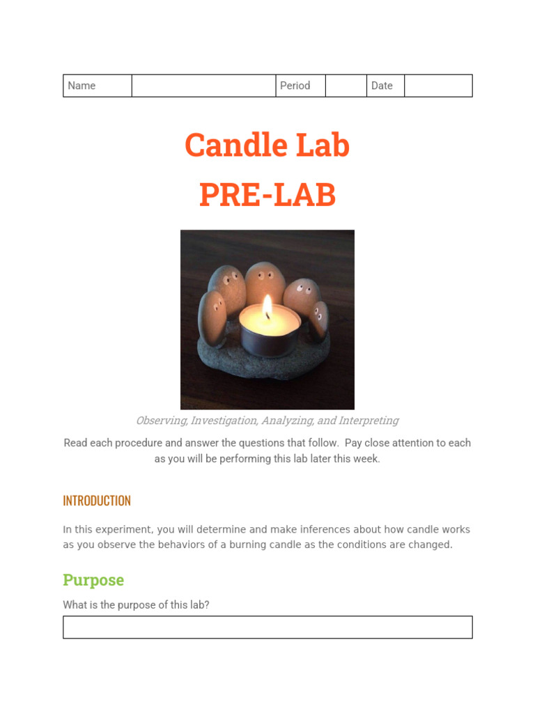 Candle Combustion Lab Guide | PDF | Candle