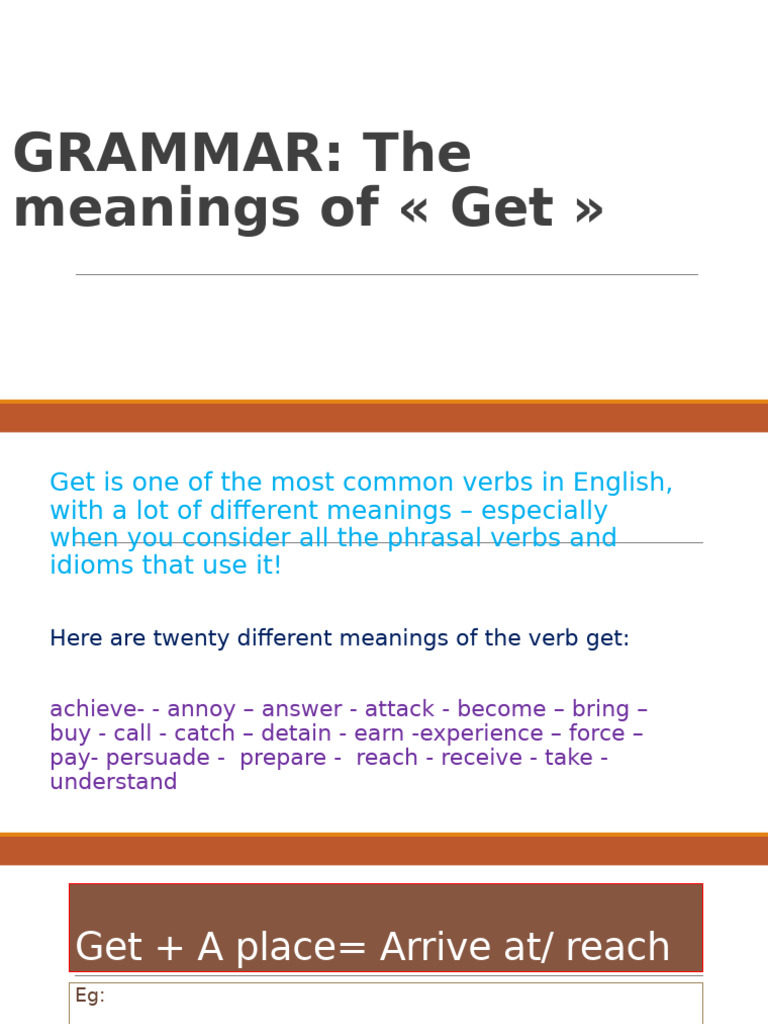 20 Meanings of the Verb "Get" | PDF