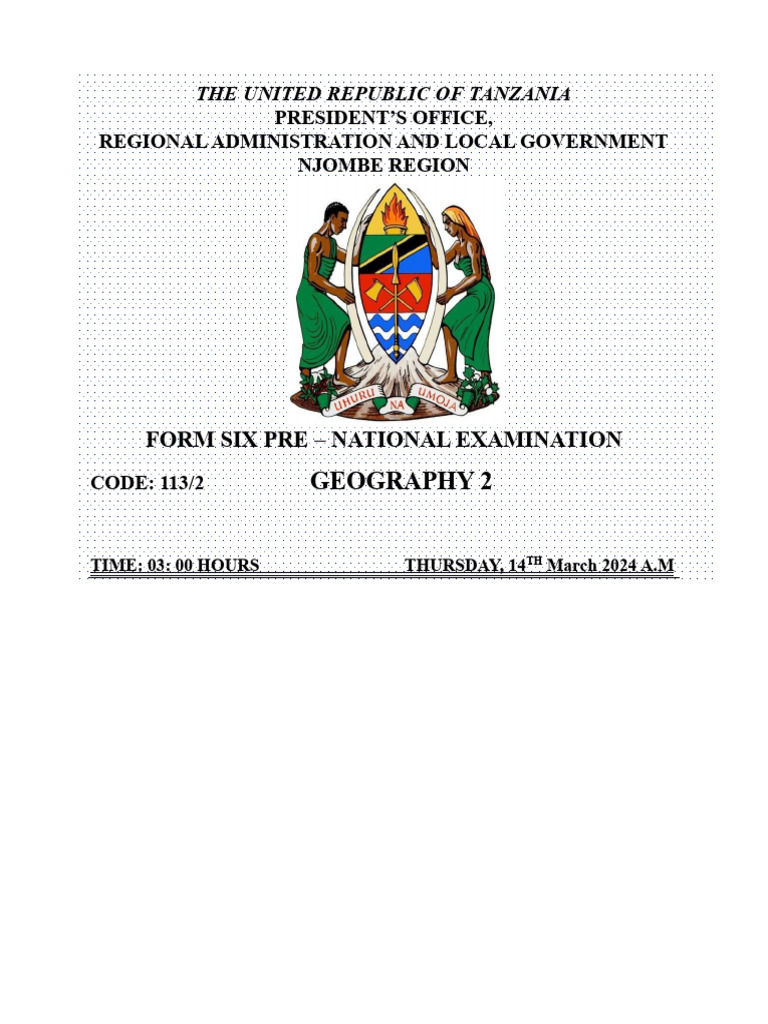 GEOGRAPHY 2-2-1 | PDF | Tanzania | Economies