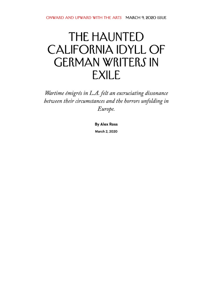 The Haunted California Idyll of German Writers in Exile - The New ...