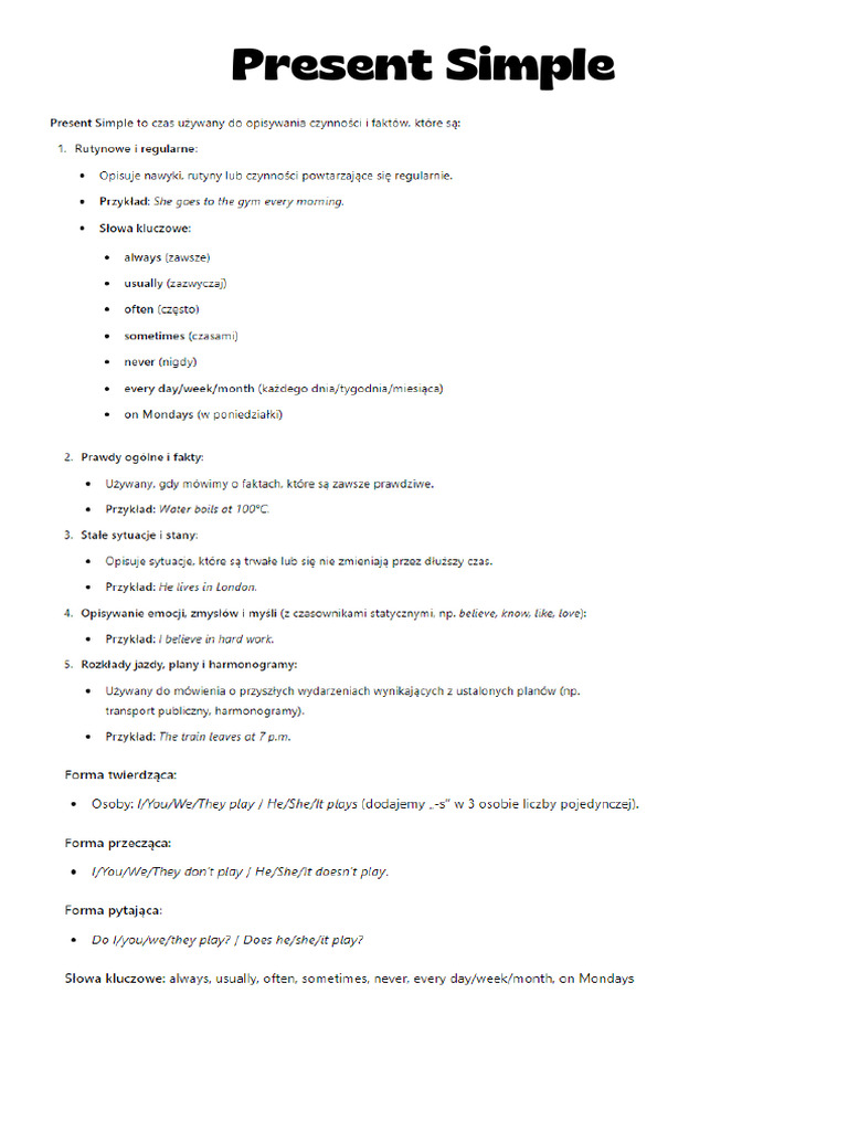 Present Simple | PDF