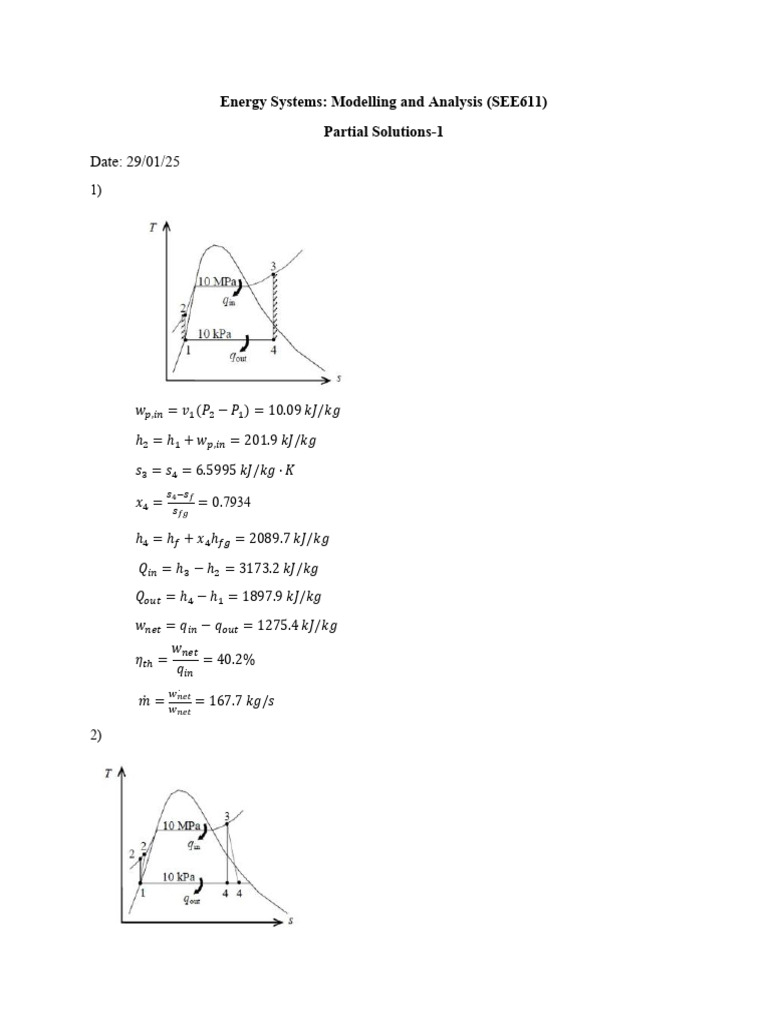 SEE611 - Y24 - Exercise Problems - 1 - Solution | PDF | Mechanical Engineering | Physical Sciences