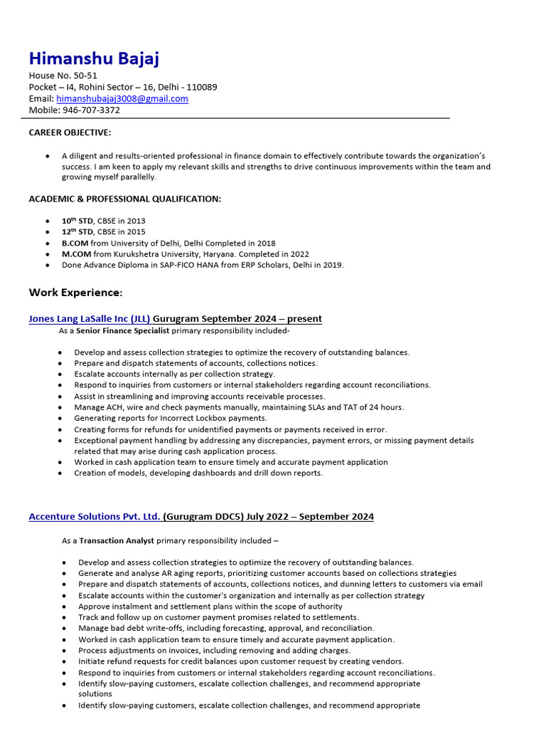 Himanshu Resume | PDF | Business