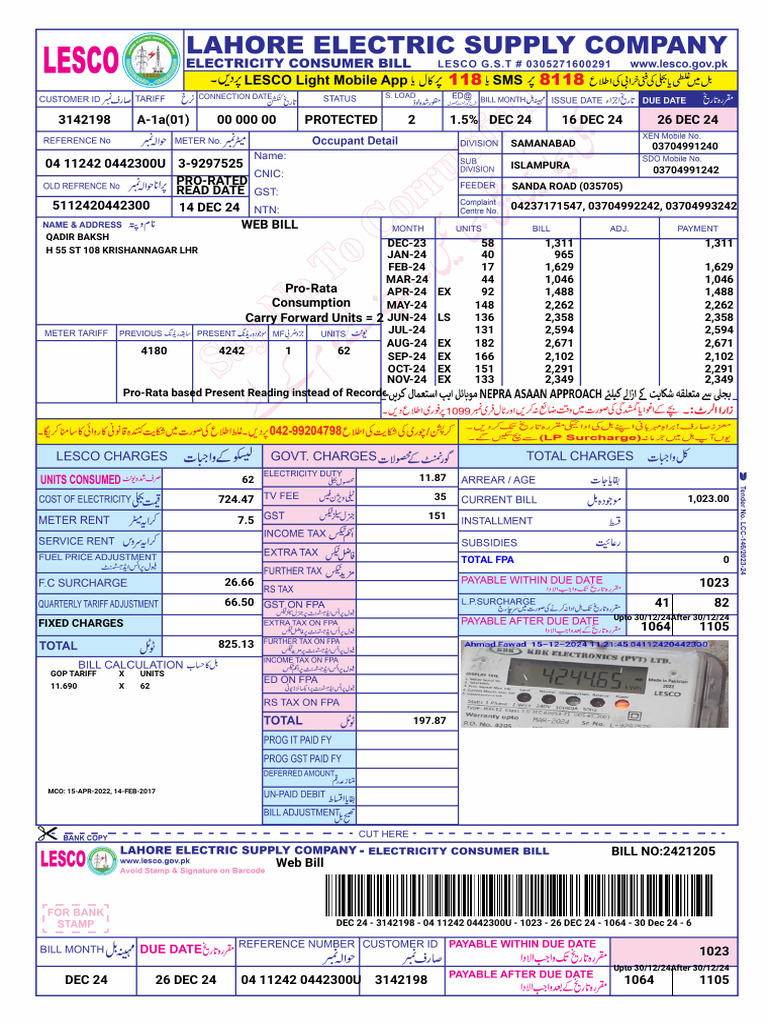 Pro-Rata Utility Bill Summary | PDF