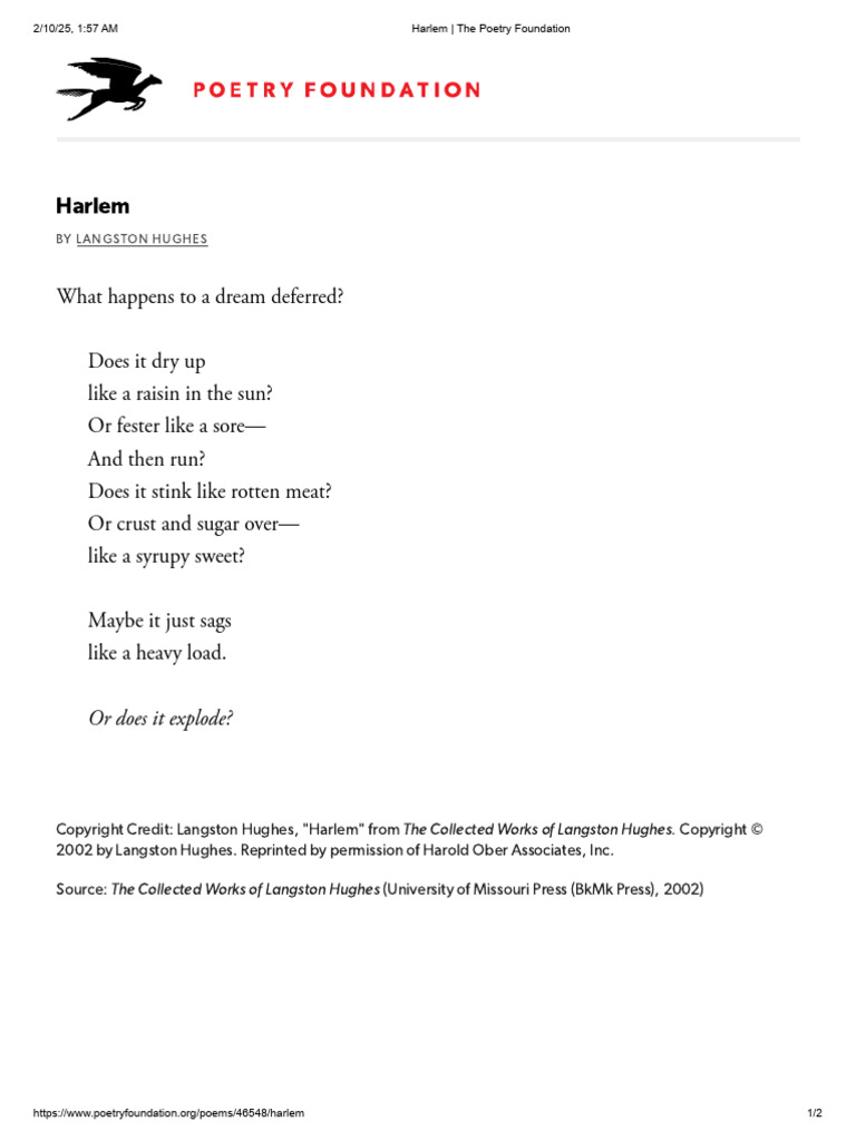 Harlem - The Poetry Foundation | PDF