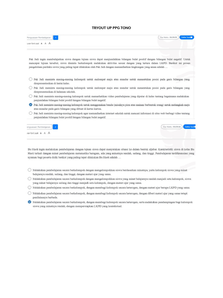 Tryout Up PPG Tono | PDF