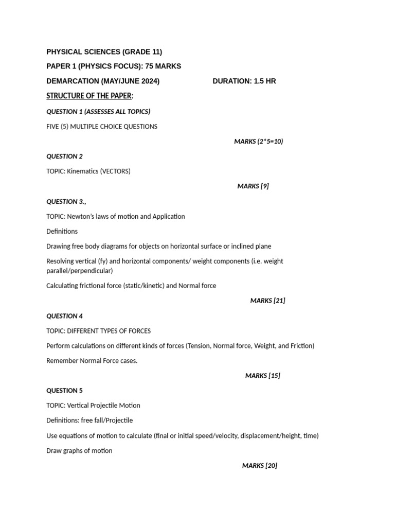 Grade 11 Physics Exam Prep | PDF