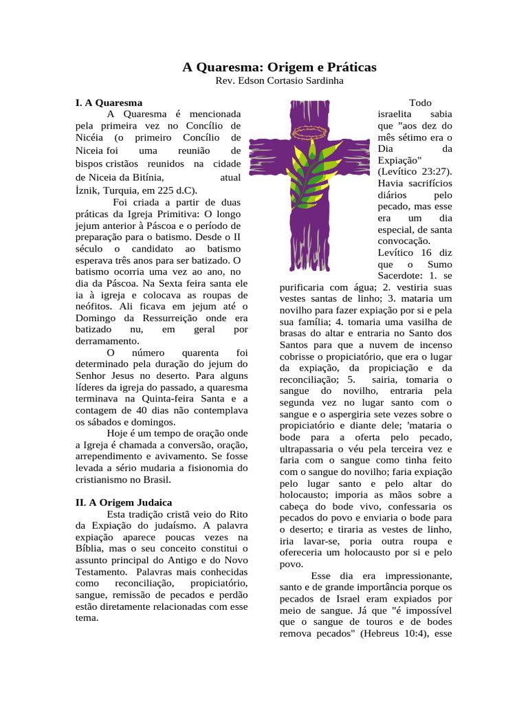 Origem e Práticas da Quaresma | PDF | Yom Kipur | Quaresma